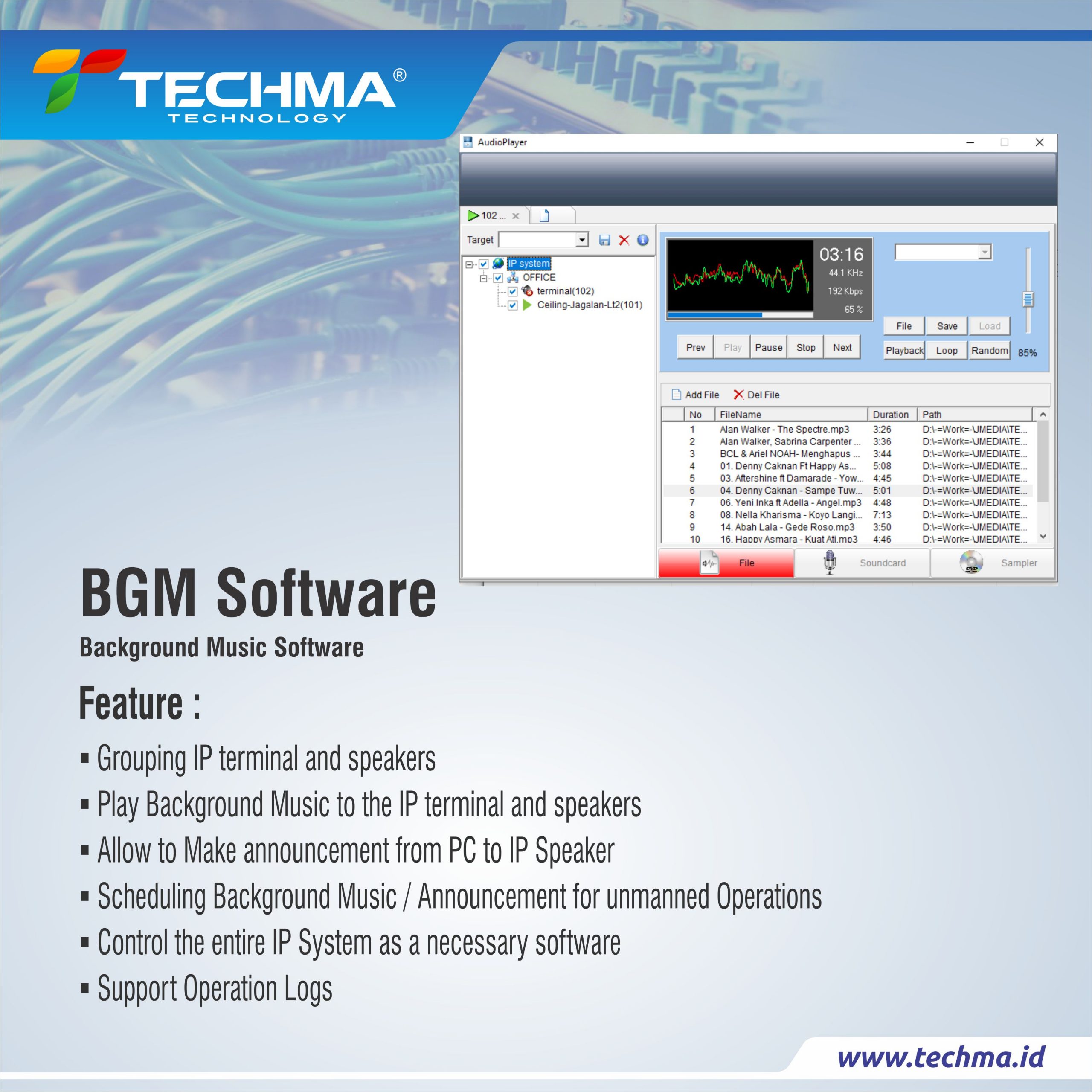 BGM Software – Techma SIP Microphone With Intercom