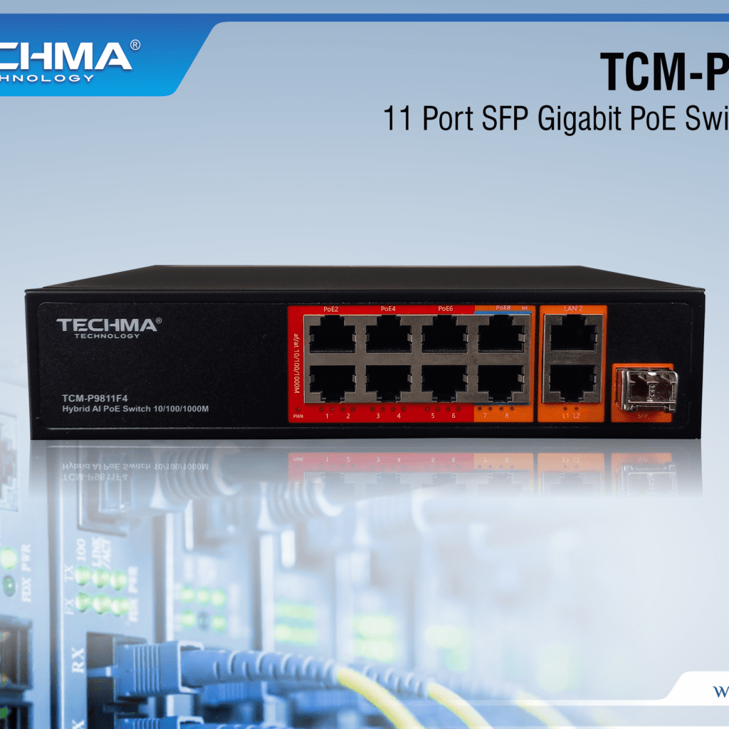 TCM-P9811F4 – Techma PoE Switch & Power Supply
